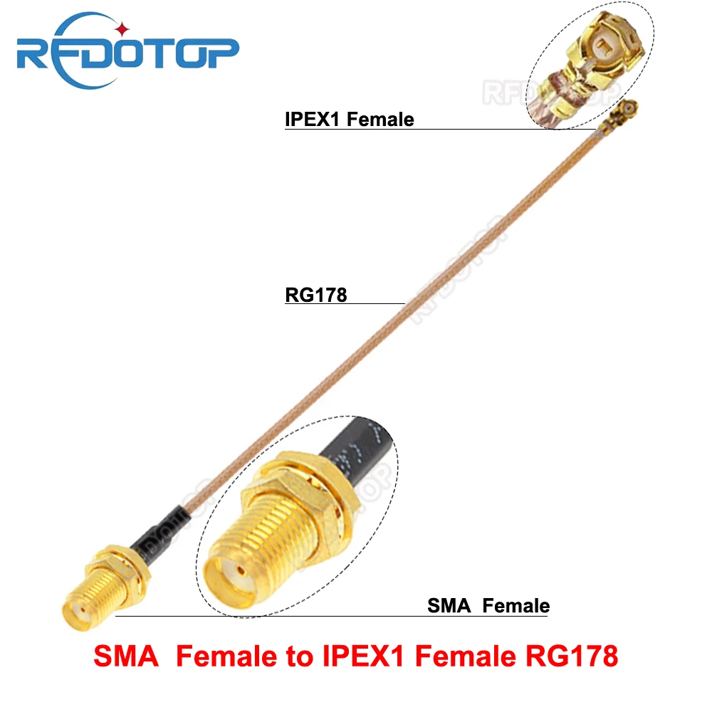 2PCS-SMA-Female-to-u-FL-Ufl-UMCC-MHF-IPX-IPEX-1-Female-Conector-RG178 ...