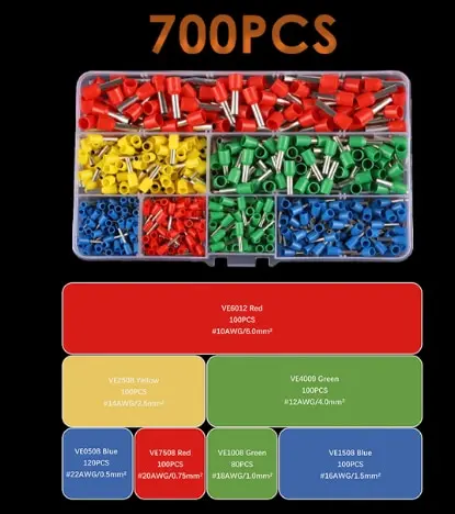 700pcs European Type Tube Terminals Wire Connector Crimper Cable ...