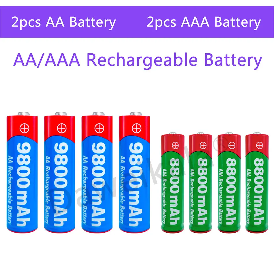 16 pièces-Pile alcaline aste, AA AAA, 1.5V, 9800mAh, lampe de poche ...