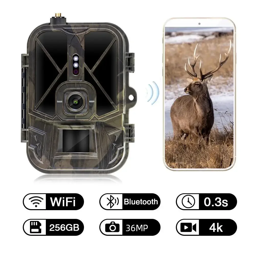 4K-36MP-Live-Stream-WiFi-Trail-Camera-APP-Bluetooth-Hunting-Cameras ...