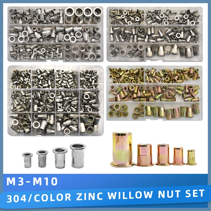 Rivet-Nuts-Insert-Flat-Head-Riveted-Nut-Pop-Rivnut-Carbon-Steel-or-304 ...