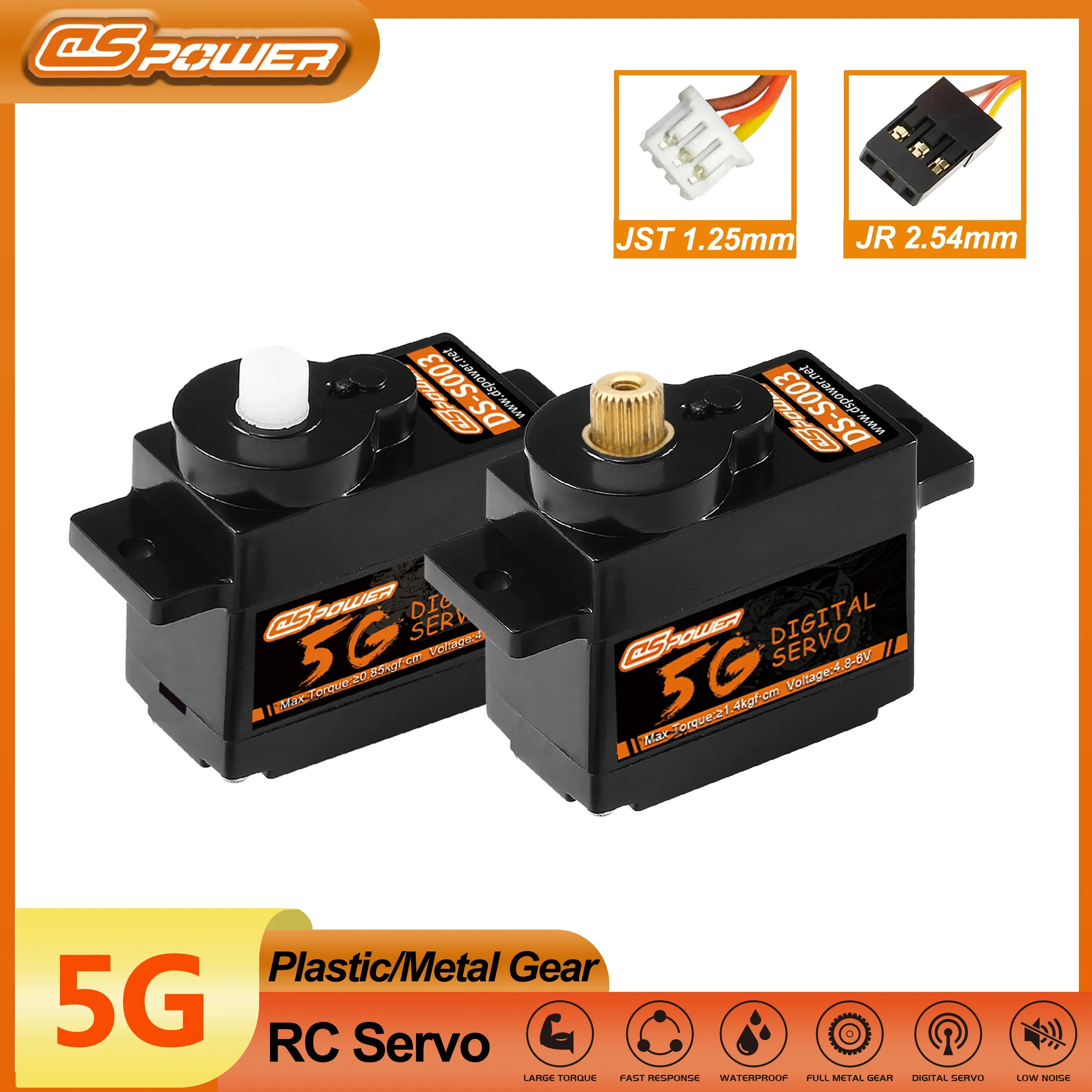 DSpower-5g-Plastic-Metal-Gear-JST-JR-Plug-Digital-Micro-Servo-for-RC ...