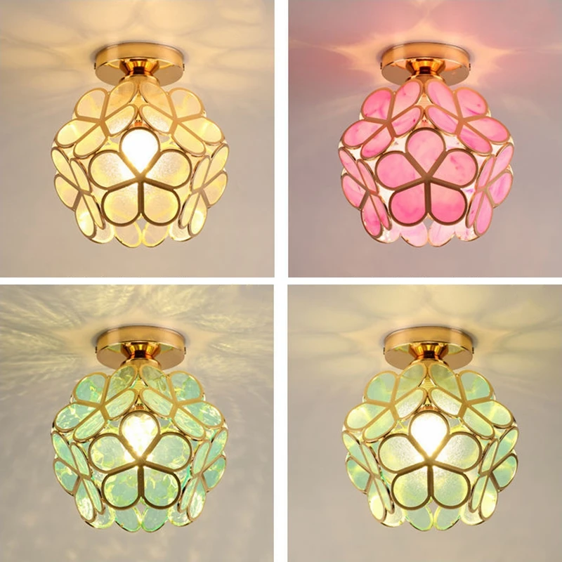 12W-Nordic-Flower-Ball-LED-Ceiling-Lamp-E27-Tiffany-Iron-Acrylic-Petal ...
