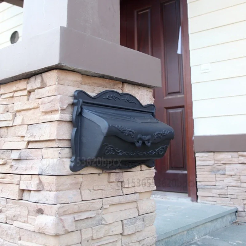 Matte-Black-European-Mailbox-Rustic-Iron-Mail-Box-Fashion-Vintage ...