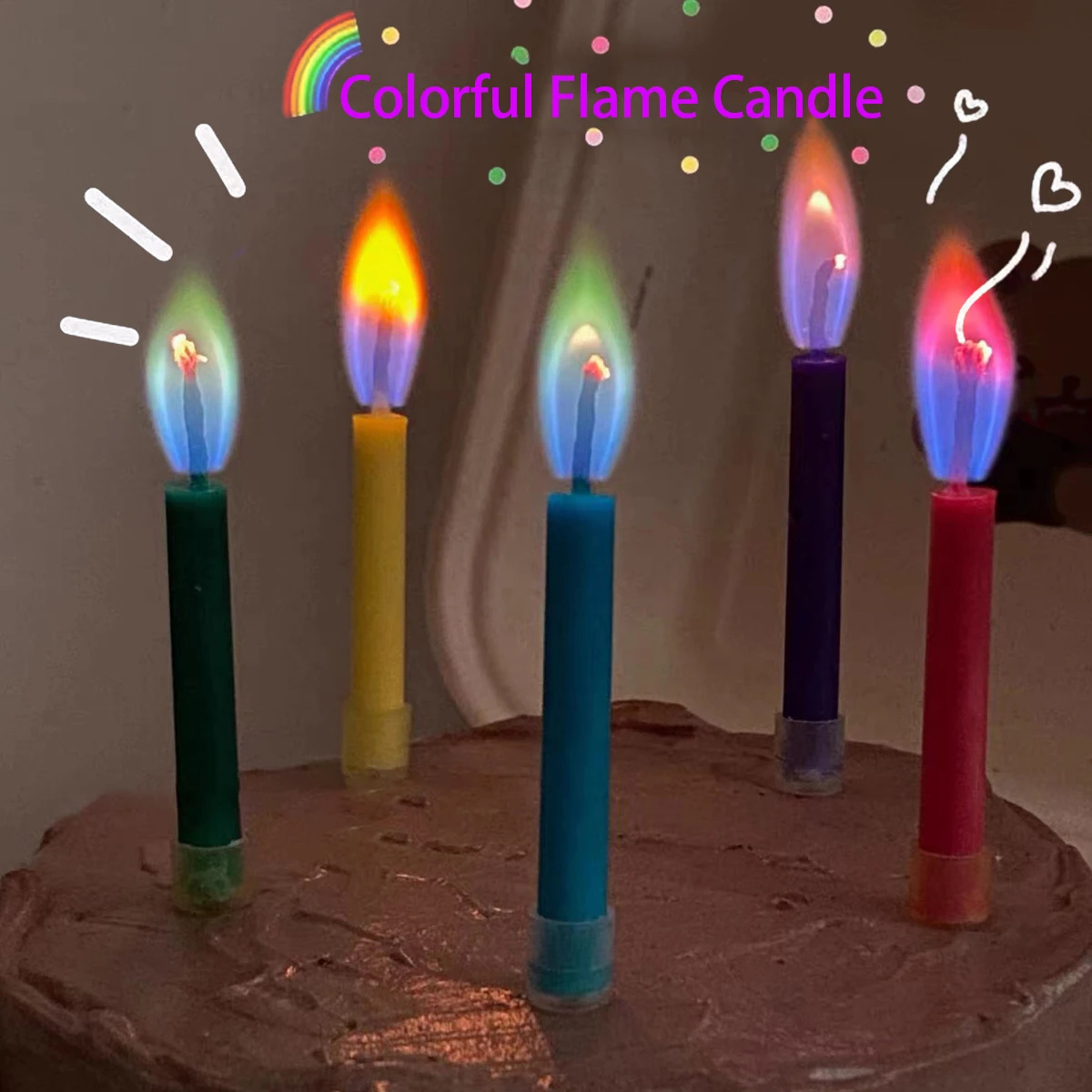 6PCS Multicolored Colored Colorful Flame Candles Wedding Party Birthday ...