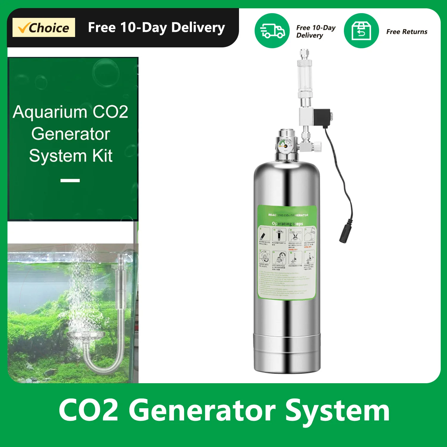 CO2-Cylinder-Generator-System-Kit-with-Solenoid-Valve-Bubble-Diffuser-Carbon-Dioxide-Reactor-Kit ...