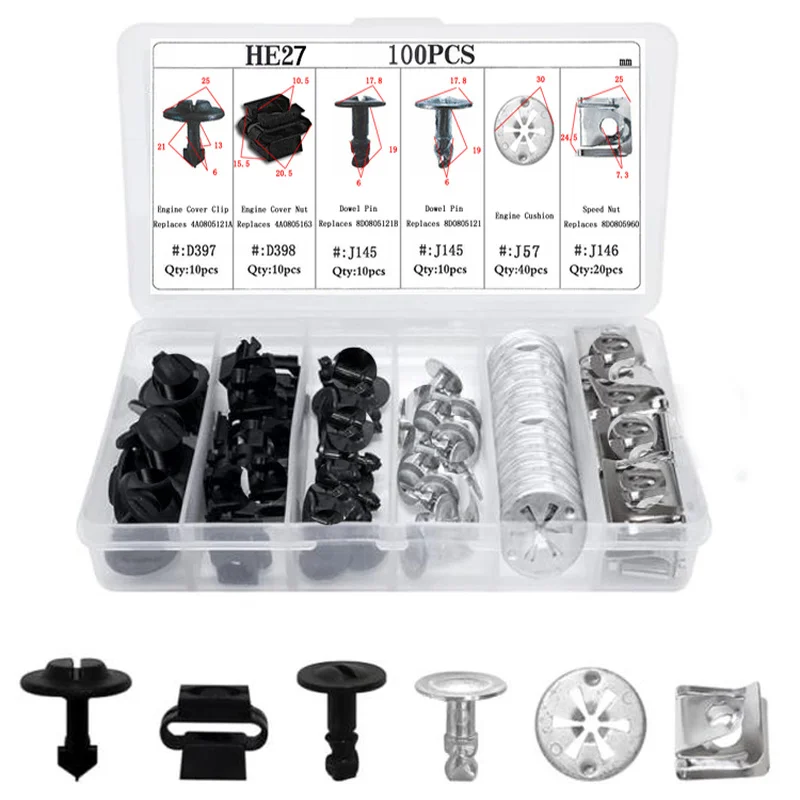 100pcs 6 Size Auto Fastener Clips Mixed Car Clips for Audi A3 A4 A6 B6 ...