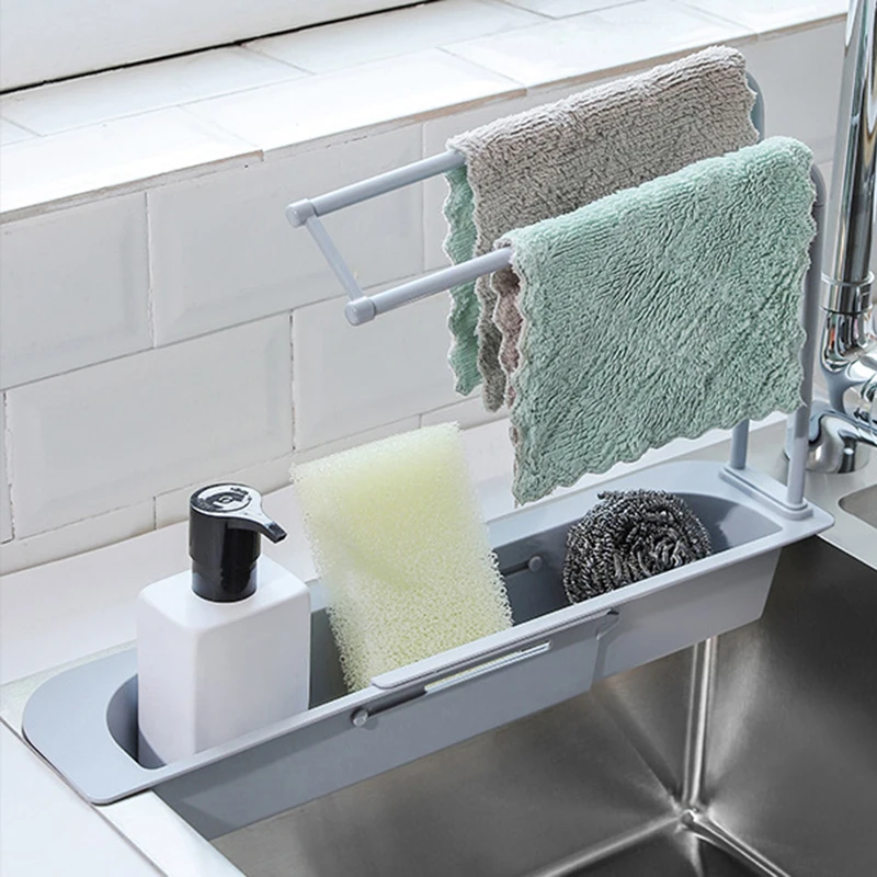 Kitchen-Adjustable-Storage-Rack-Drain-Racks-Telescopic-Sink-Rack-Holder ...