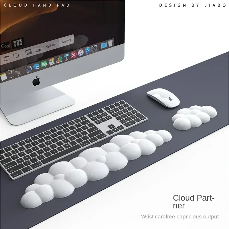 Mouse-pad-with-wrist-rest-keyboard-cloud-anti-slip-memory-foam-desktop ...