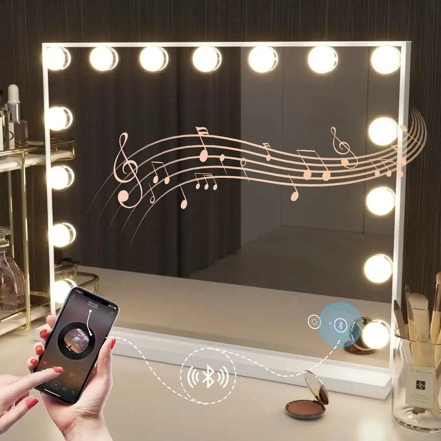 Vanity Mirror with Lights and Bluetooth Speaker 22.8x18.4 Lighted ...