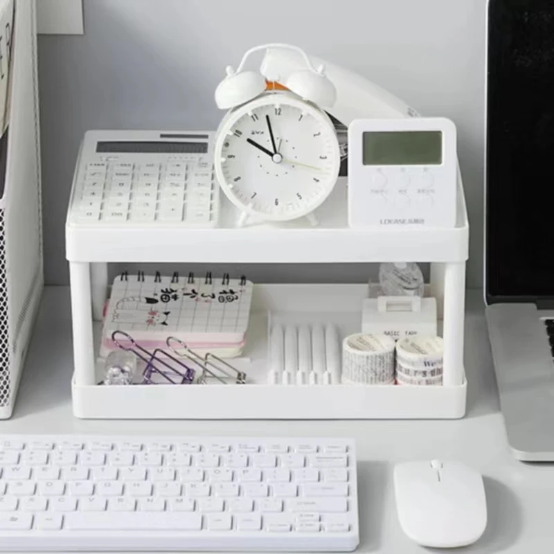 Household-Office-Double-shelf-Desktop-Storage-Box-High-Load-bearing-And ...