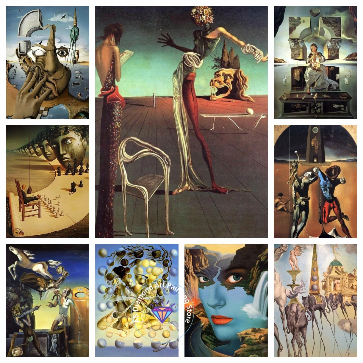 Surrealism Famous Artwork By Salvador Dali AB Diamond Painting Kit 5D ...