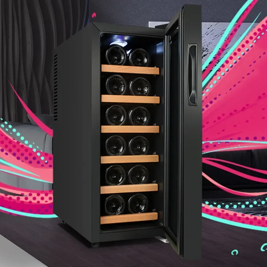 Black-Wine-Cabinet-Cooler-Narrow-Thermostatic-European-Style-Standing ...