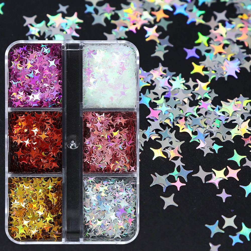 Holographic-Starry-Resin-Sequins-Mixed-Four-pointed-Star-Epoxy-Resin ...