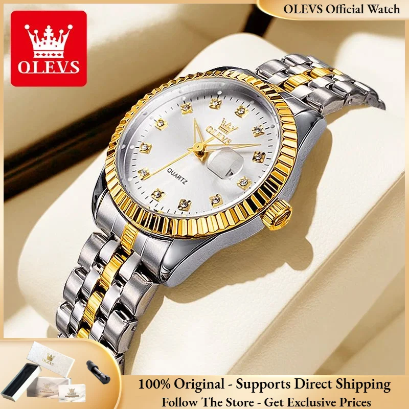OLEVS 5526 Quartz Watch Women Luxury Stainless Steel Waterproof ...