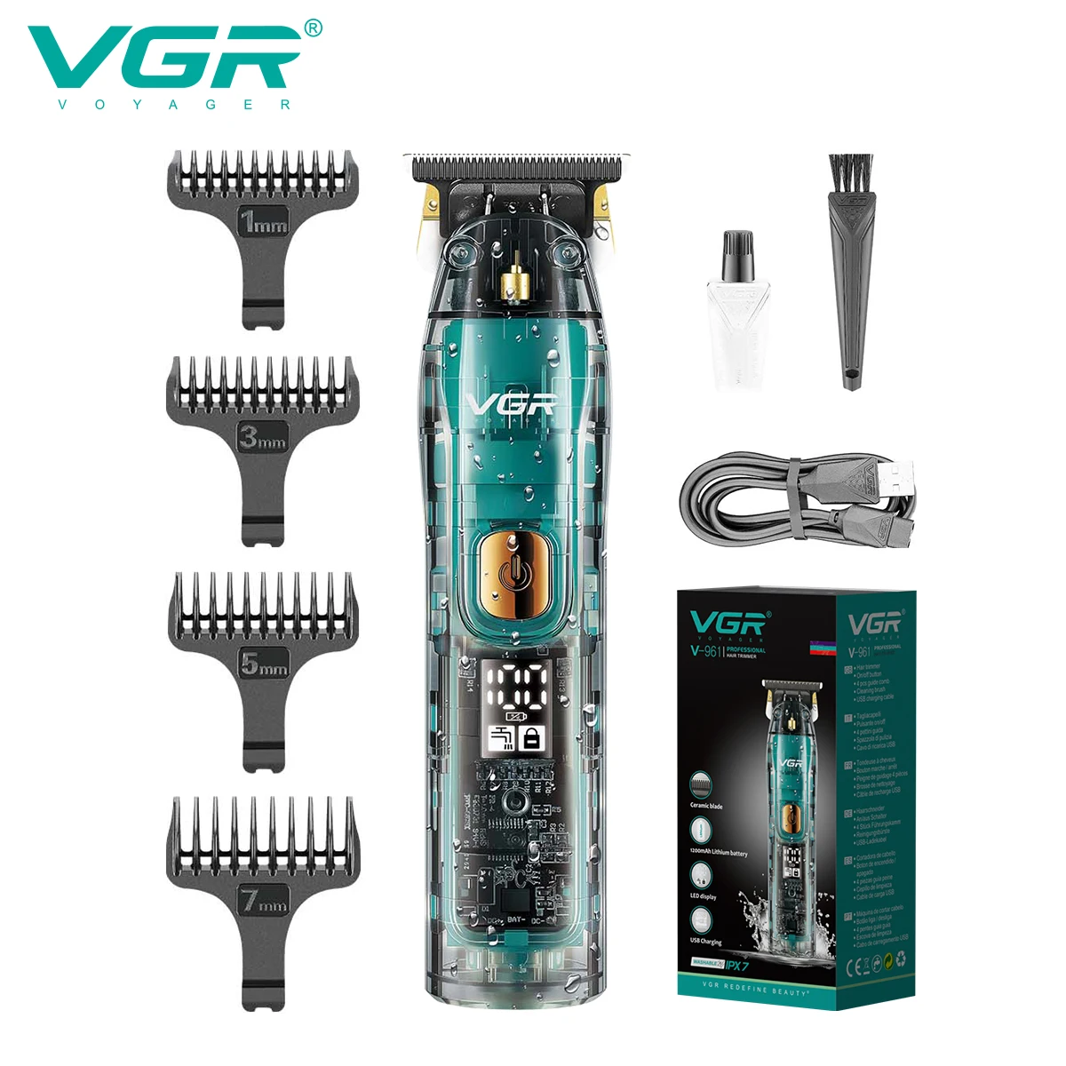 VGR Hair Clipper Waterproof Hair Trimmer Cordless Hair Cutting Machine ...