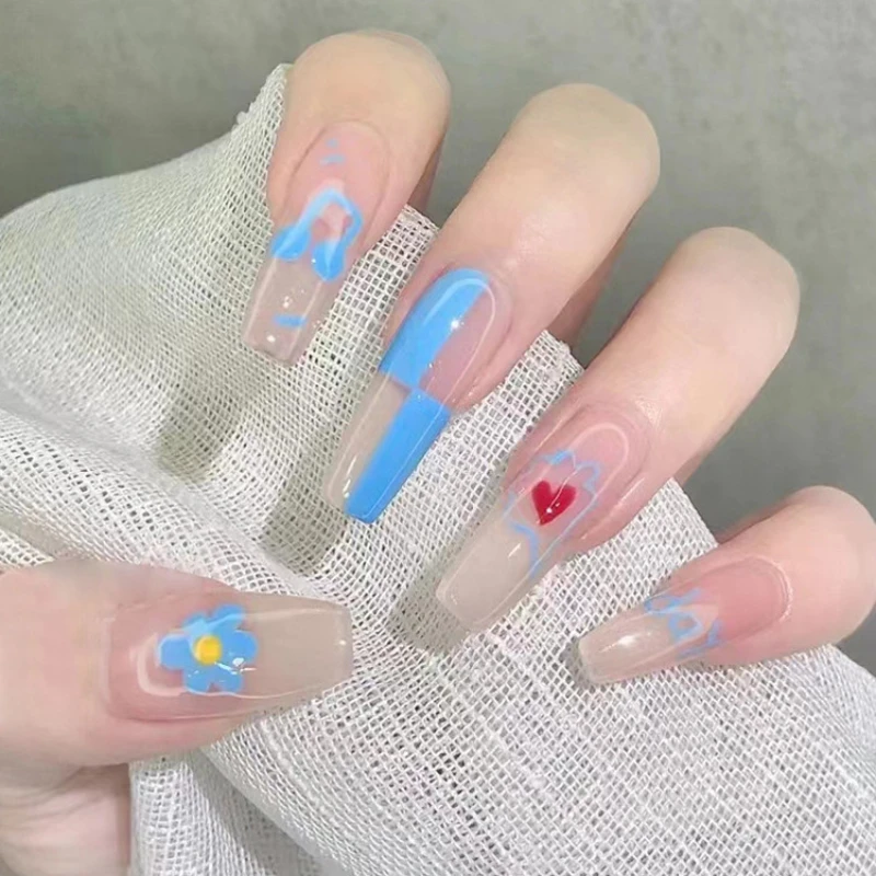 Removable-Wearing-Armor-Love-Notes-Flower-Nail-Patch-Long-Ballet-Nail ...