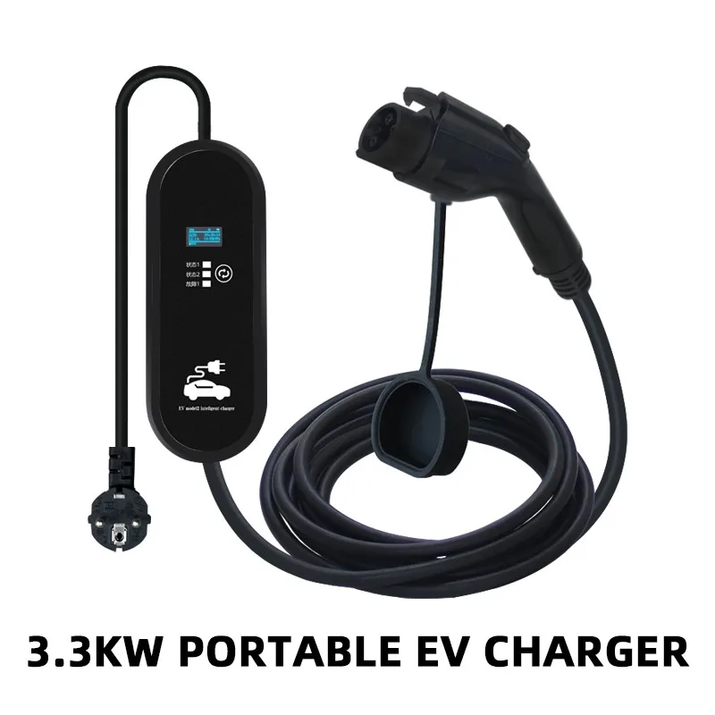 전기 자동차용 EV 휴대용 충전기, Schuko 플러그 EVSE 월박스 포함, 16A 3.3KW 타입 1 j1772 어댑터 충전 ...