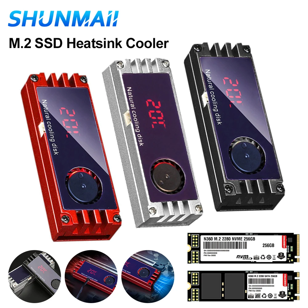 M-2-SSD-Heatsink-Cooler-with-Turbo-Cooling-Fan-Digital-Temperature ...