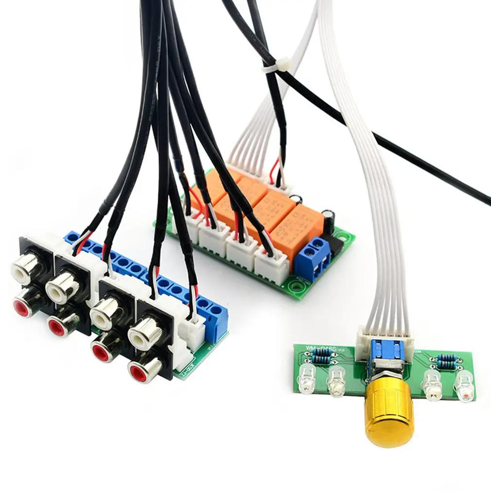 Relay 4-way Audio Input Signal Selector Switching RCA Audio Switch Input Selection Board ...