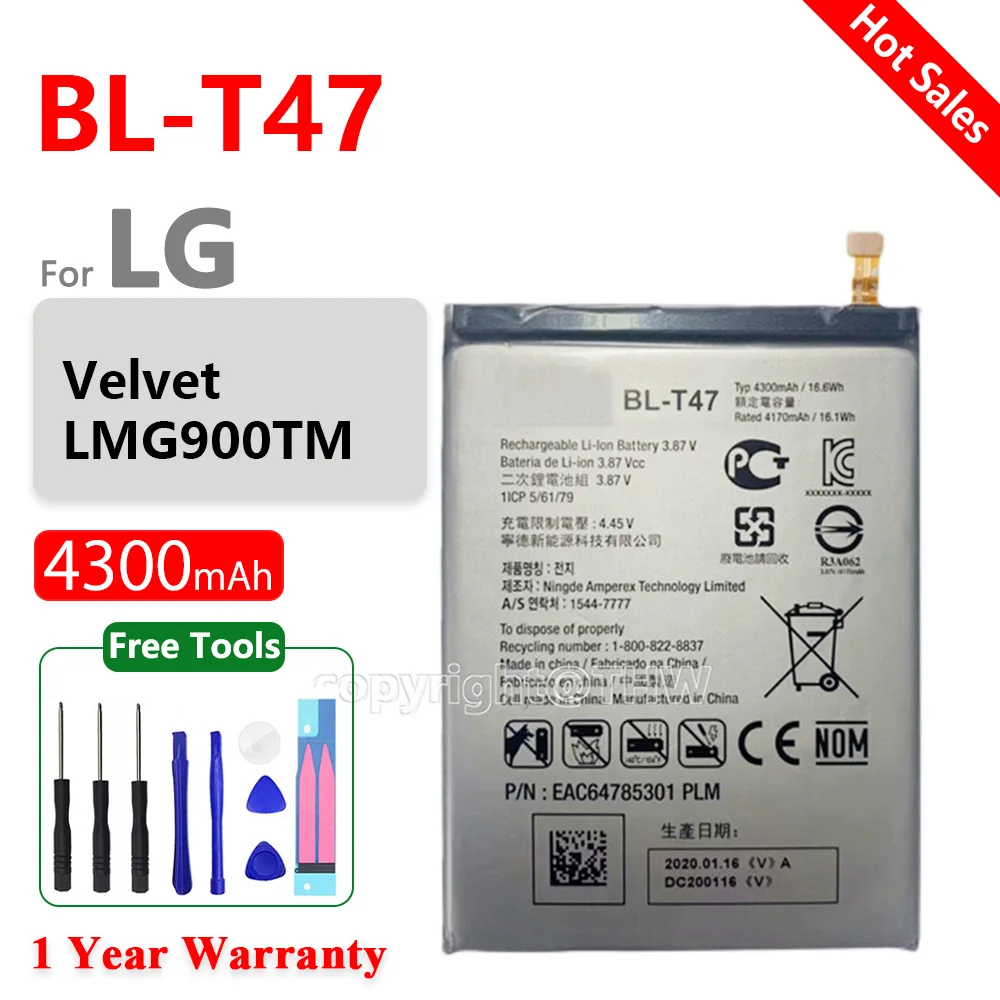 Genuine-BLT47-BL-T47-Battery-For-LG-Velvet-LMG900TM-BL-T47-4300mAh-Replacement-Mobile-Phone ...