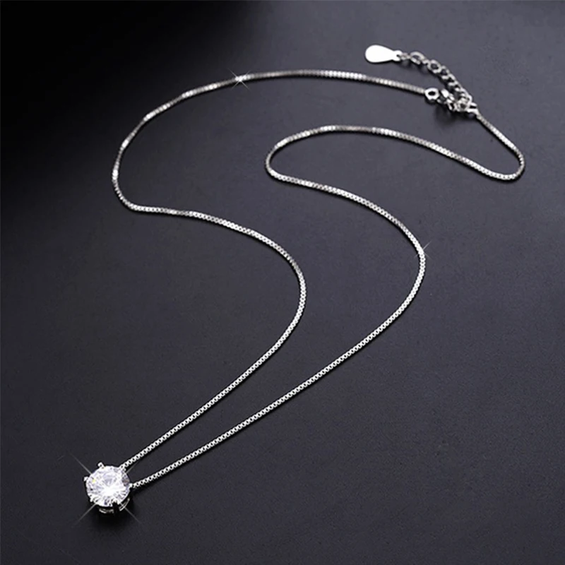 Simple Silver Color Necklace For Women Aaa Zircon Chain Jewelry ...