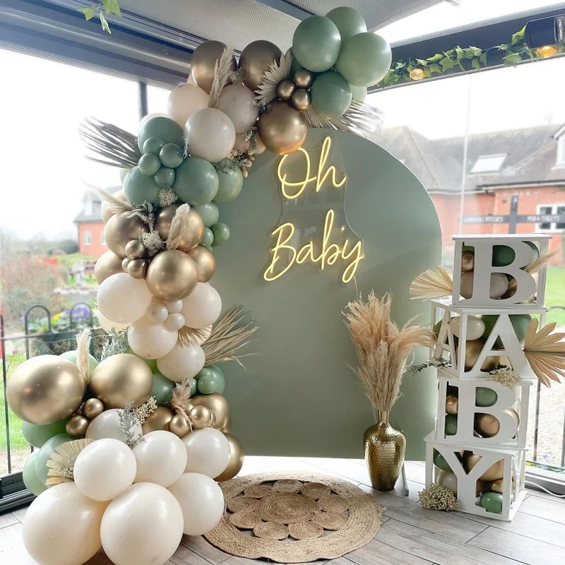 Beige-Green-Balloon-Garland-Arch-Kit-Baby-Shower-Ballons-Arch-Boy-1st ...