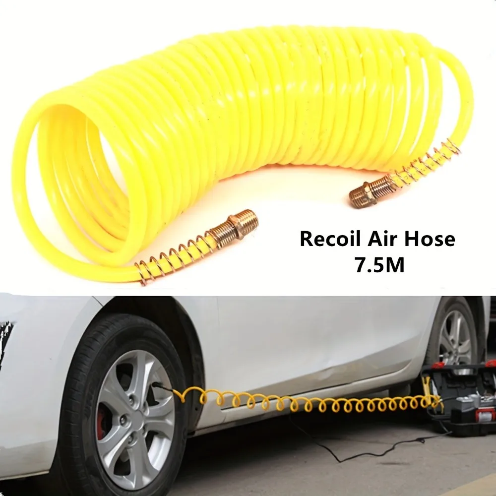 25Ft-1-4-Inch-Recoil-Air-Hose-ReCoil-Spring-Ends-Pneumatic-Compressor ...