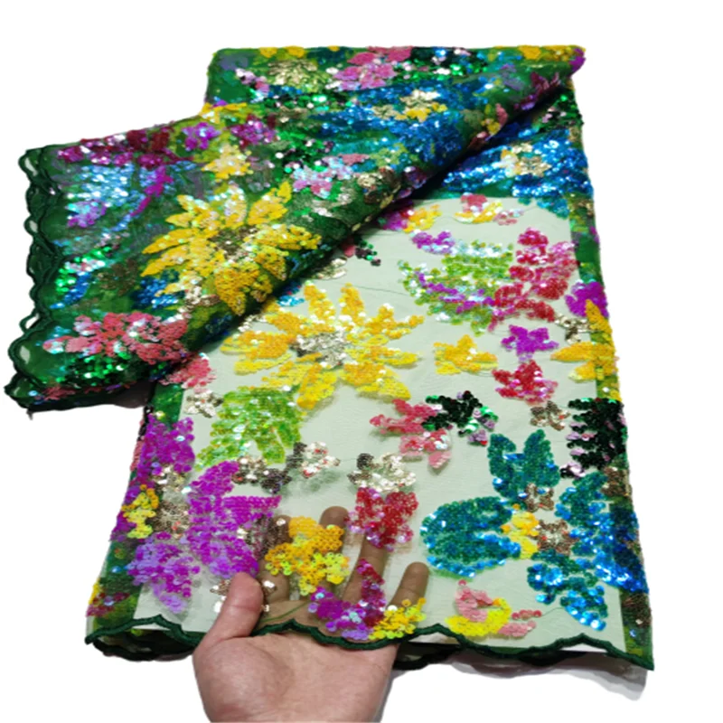 African Lace Fabric 2022 Latest Multicolor Indian Sari Fabric High ...