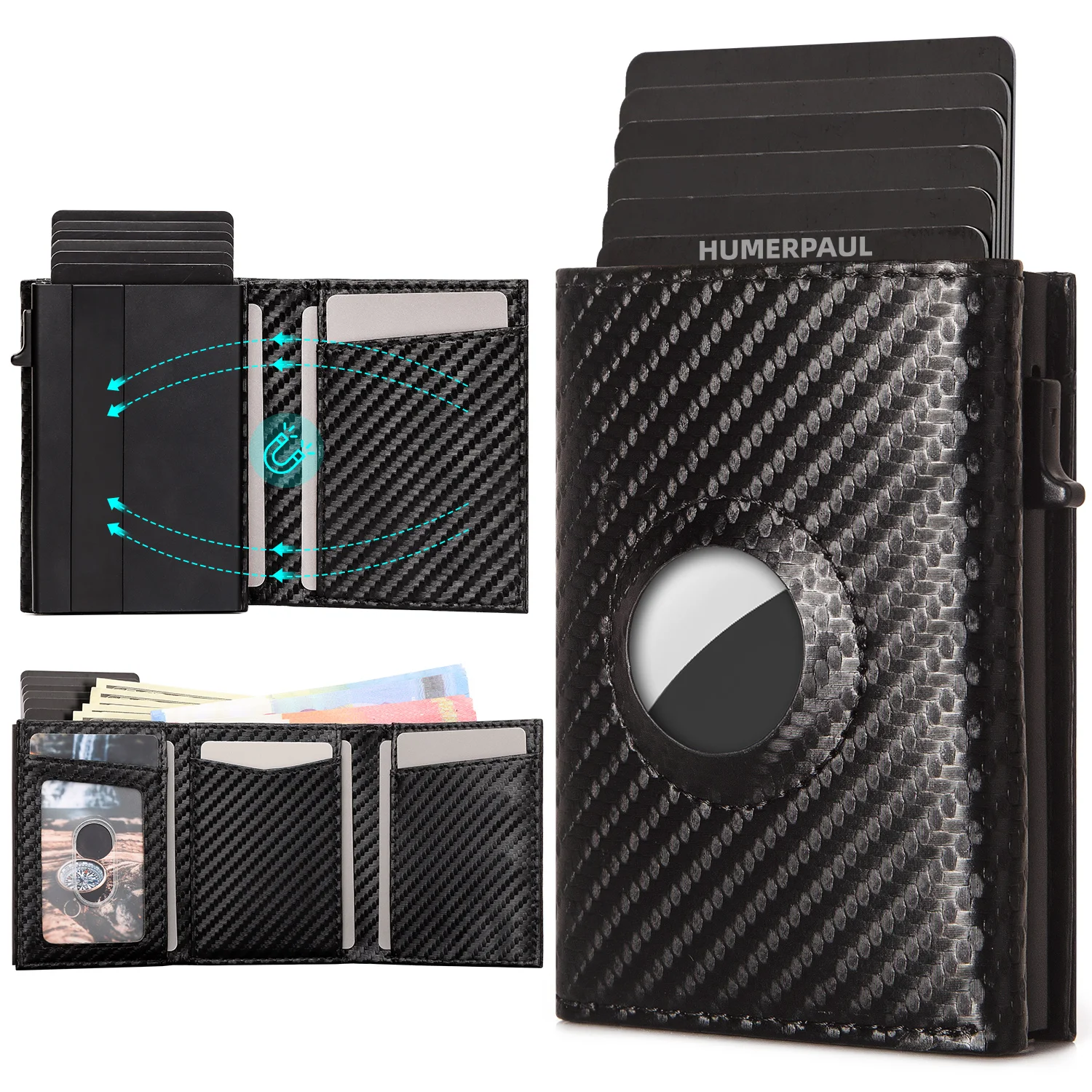 Cartera-Airtag-de-fibra-de-carbono-para-hombre-tarjetero-de-aluminio ...