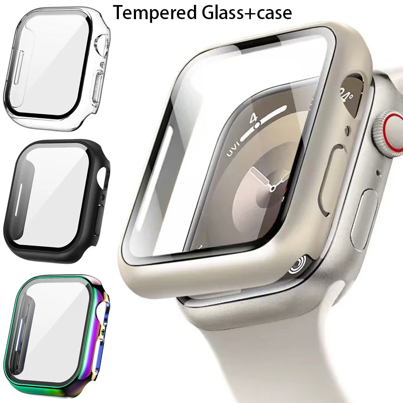 Tempered-Glass-cover-For-Apple-Watch-Accessories-45mm-41mm-42-40-44mm ...