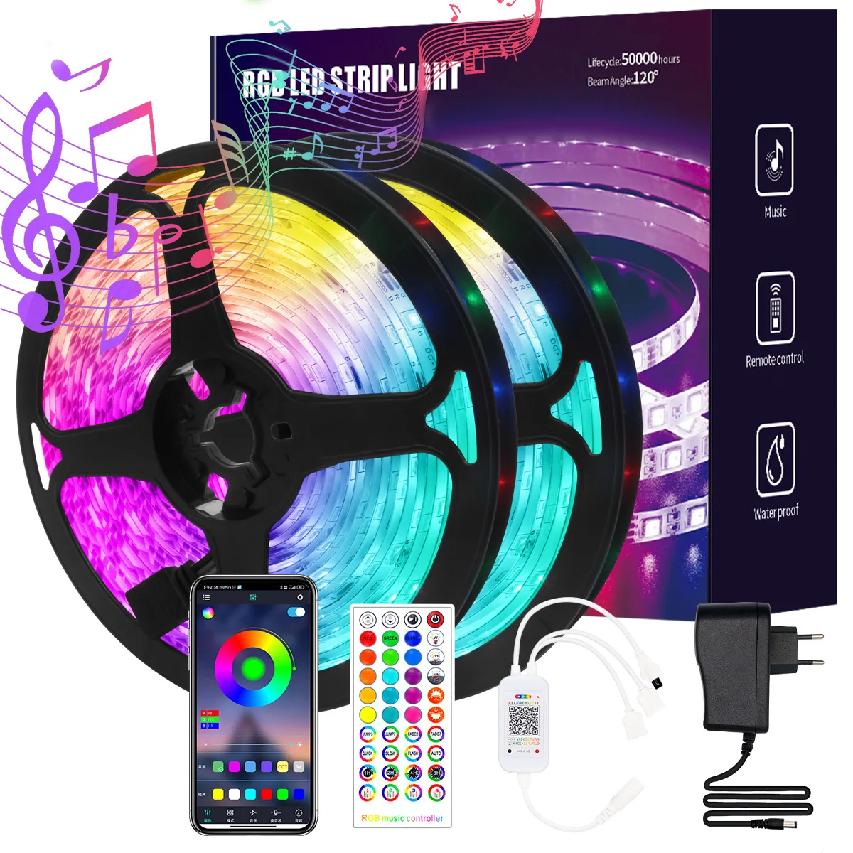 RGB-LED-Strip-app-with-40-key-remote-control-suitable-for-bedroom ...