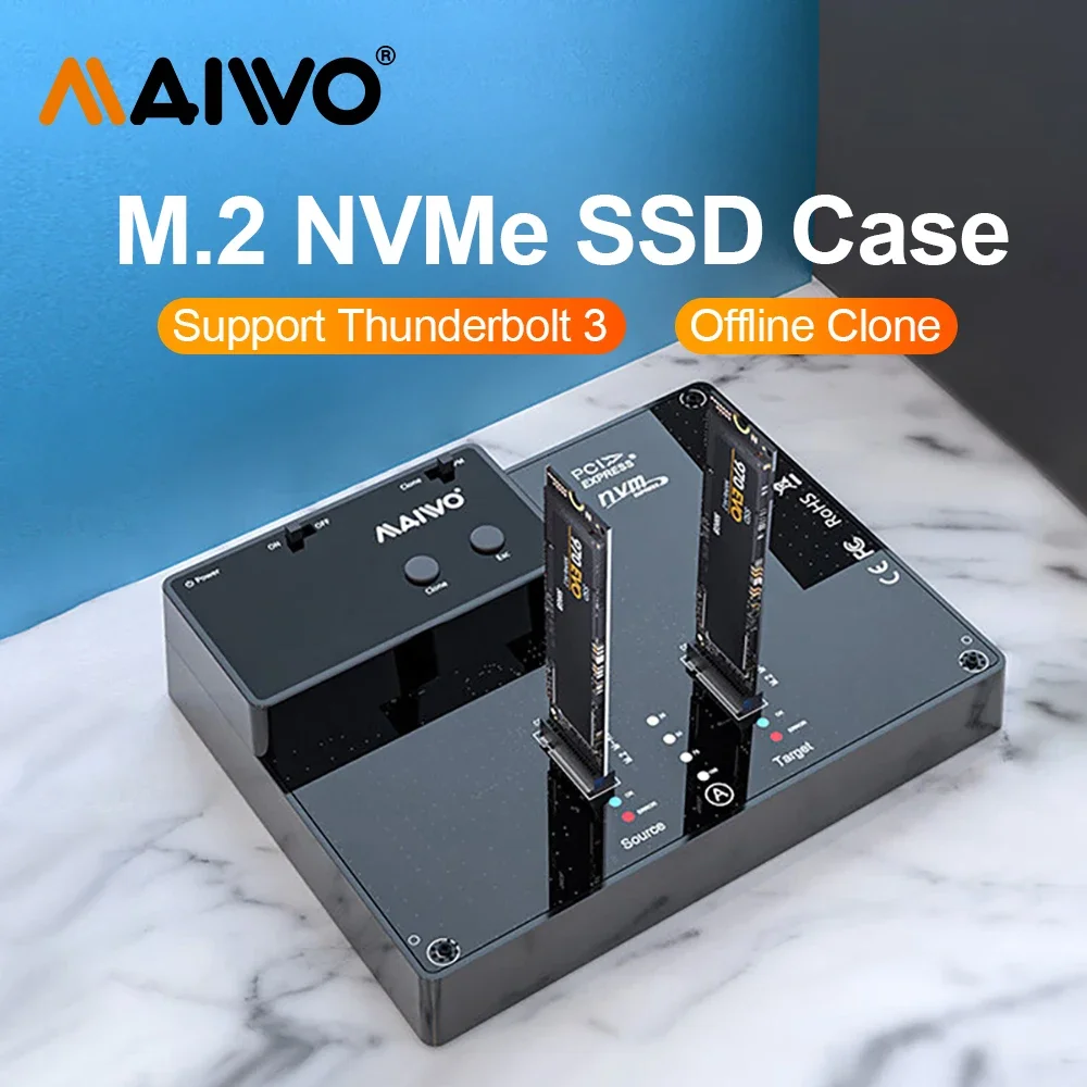 Maiwo-Dual-Bay-SSD-M-2-Nvme-Case-External-Hard-Driver-Enclosure-Offline ...