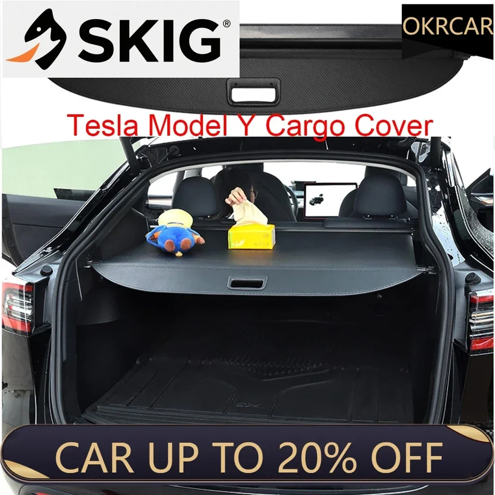 For Tesla Model Y Cargo Cover Accesory Retractable Rear Trunk Cover ...