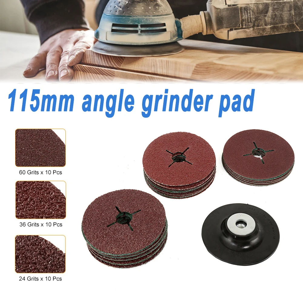 115mm Angle Grinder Pad 24#36#60# Grit Sandpaper Sheet Sanding Disc ...