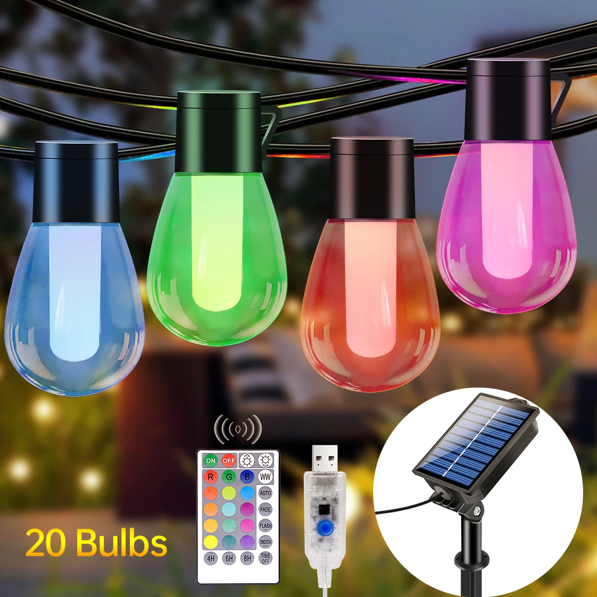 Solar-Outdoor-String-Lights-USB-Charge-Waterproof-S14-Edison-Led-Bulbs ...