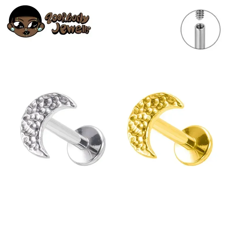 ASTM-F136-Titanium-Crater-Hammer-Moon-Lip-Piercing-Internal-Thread ...