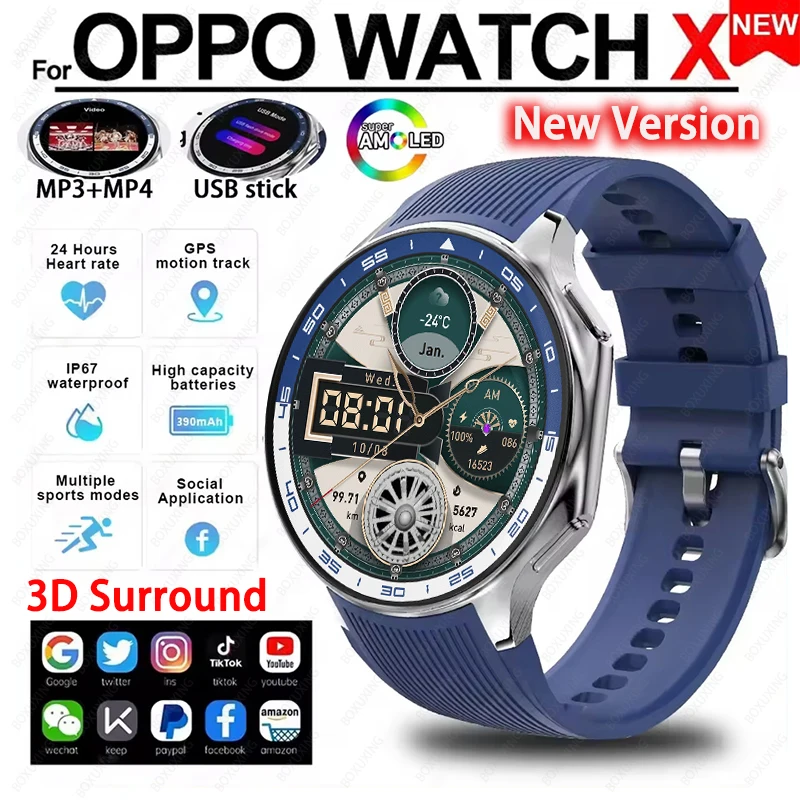2026 New Men Business Watch For OPPO Watch X 4G Large Memory Video ...