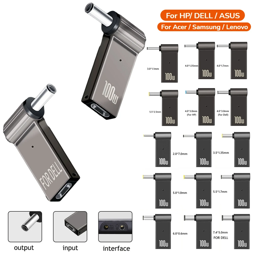 PD 100W Laptop Power Charger Supply Adapter Connector Type C Female to ...