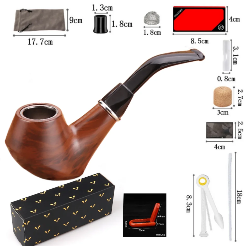 Resin Pipe, Engraved Pattern Style Curved Old Dry Tobacco Pipe ...