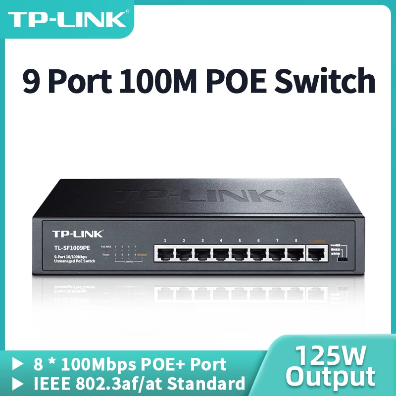 TP-Link-9-Port-100M-POE-Switch-RJ45-Network-Switcher-125W-Output ...