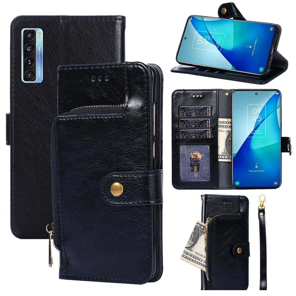 PU-Leather-Zipper-Wallet-Case-For-TCL-40R-40X-XE-SE-205-303-305i-306 ...