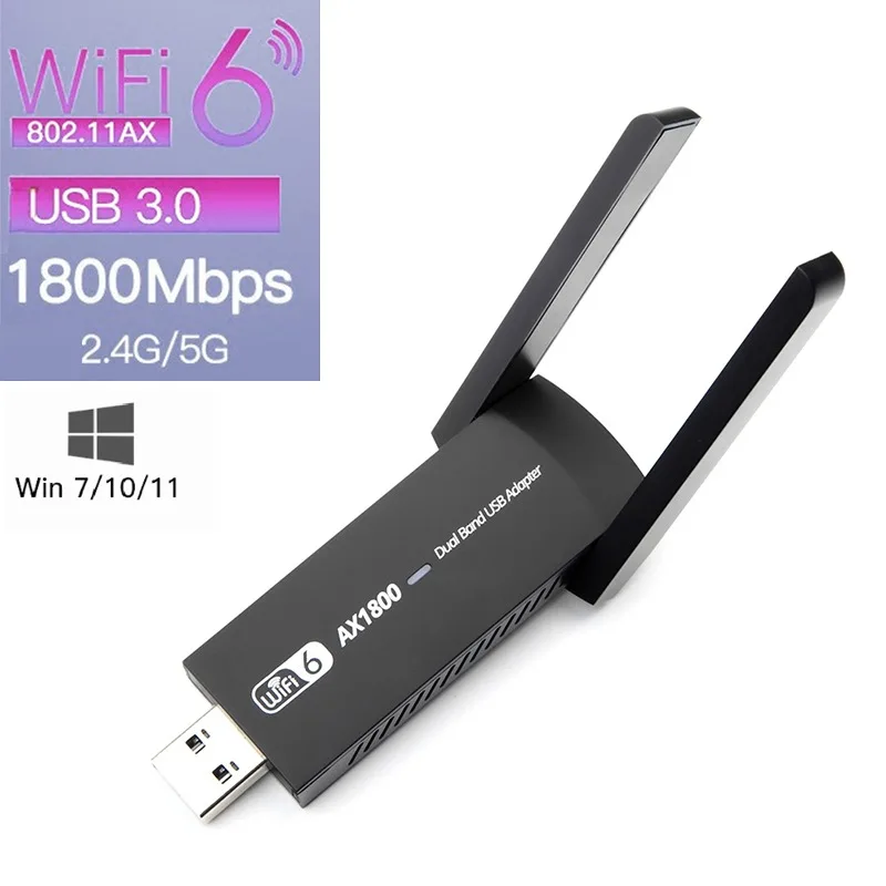 Wireless-WiFi-6-Adapter-Wi-Fi-Network-Card-5G-AX1800-802-11ax-Dual-Long ...