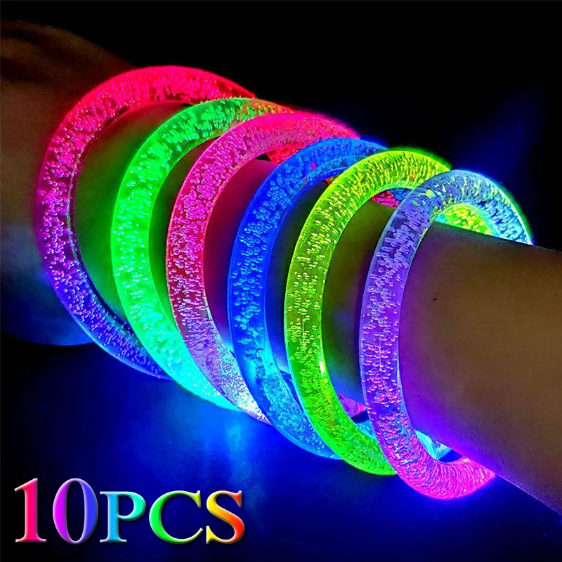 10pcs Glow Sticks Bracelets Novel Luminous Stick Bracelet Led Flashing Wristband Children ...