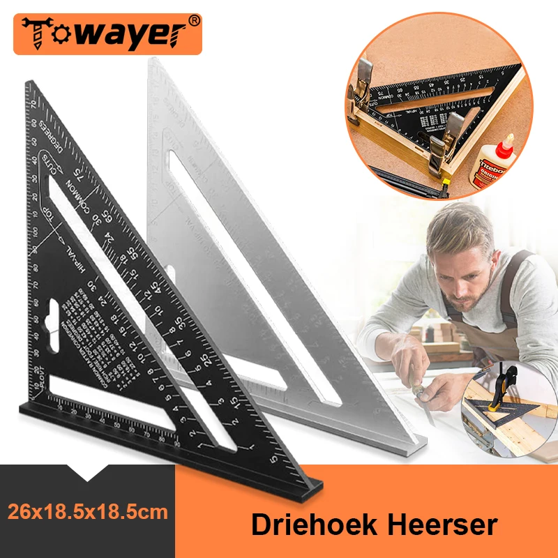 Triangle Ruler 7inch Aluminum Alloy Angle Protractor Speed Metric ...