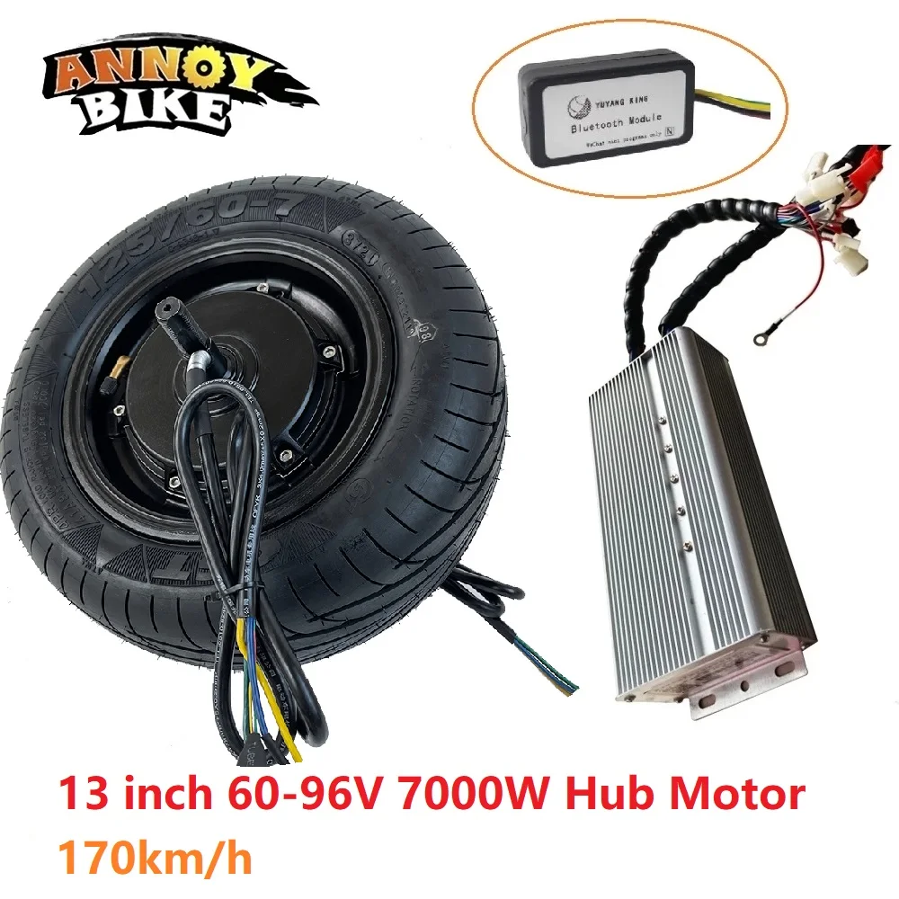 High Speed 170km/h 13 inch 60V 72V 96V 7000W Hub Motor Controller ...