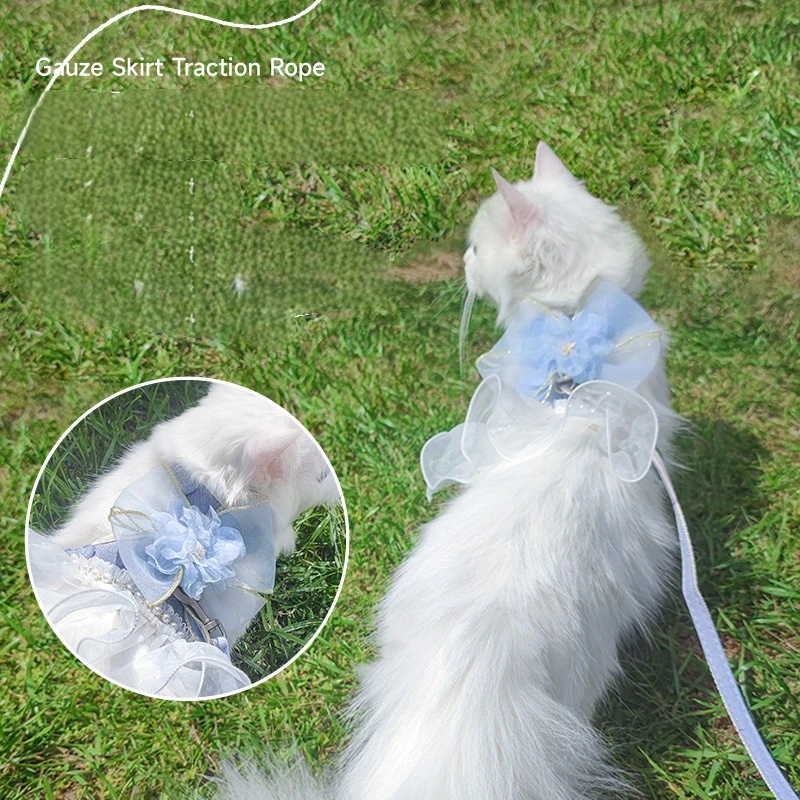 Fairy-Air-Floating-Mesh-Skirt-Cat-Chest-Strap-Pet-Adjustable-Traction ...