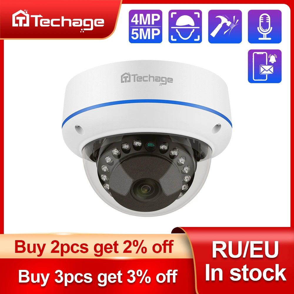 Techage dome POE ip camera | H.265 4MP 5MP POE camera | indoor ...