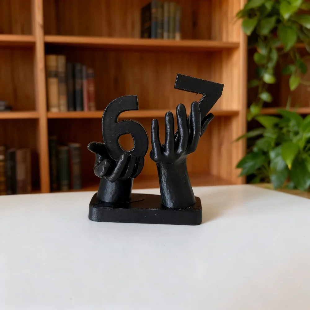 3D Printed Figurine Holding Digital Italian Brain Rot Math 67, Funny ...