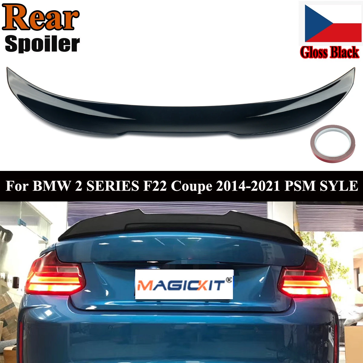 Magickit For Bmw 2 Series F22 Gloss Black Rear Trunk Spoiler F87 M2 Psm ...